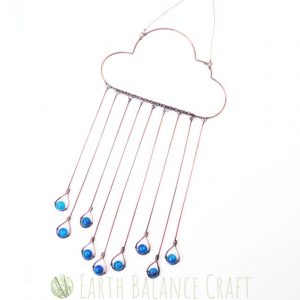 Blue Rain Cloud | Hand Crafted Wire Art for Windows