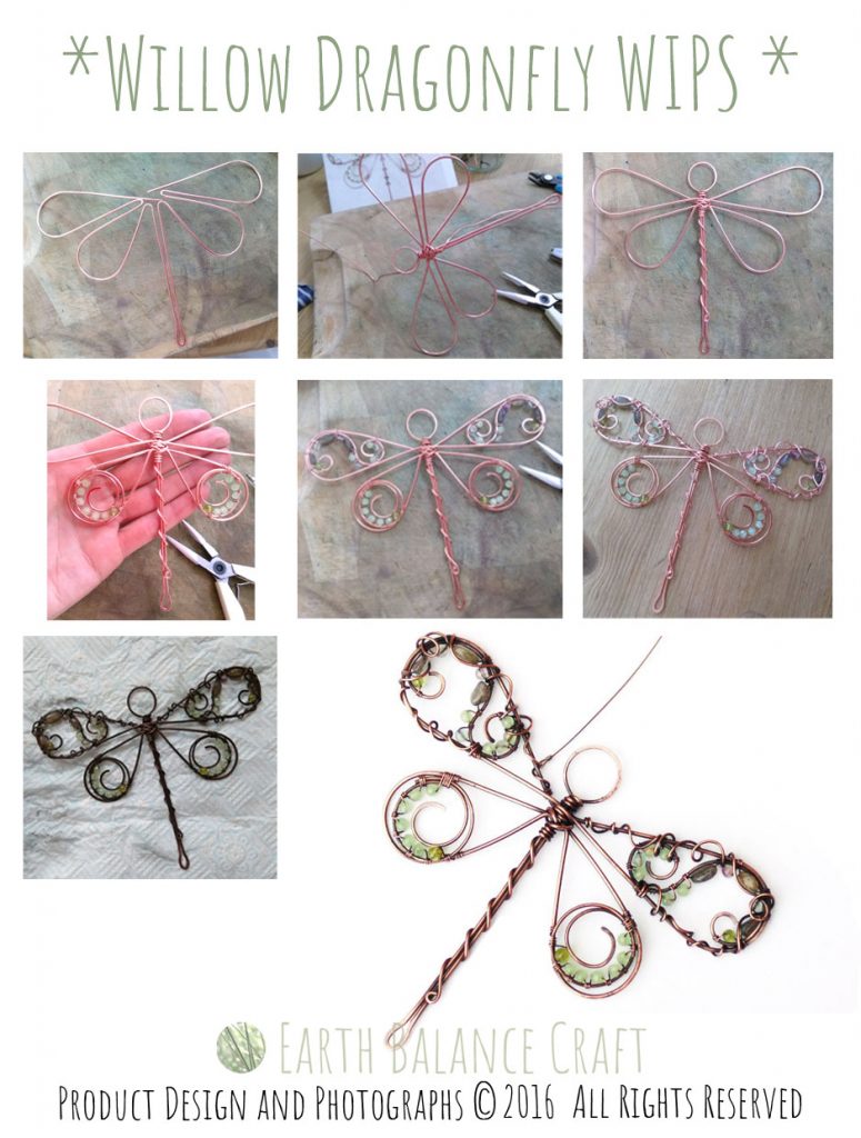 Wire Work Dragonfly WIPs - Copper Metal Work | Earth Balance Craft